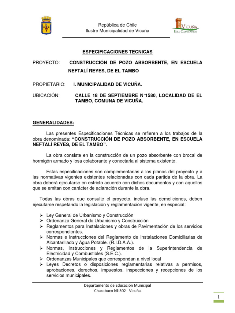 Eett Construccion de Pozo Absorbente El Tambo | PDF | Finanzas y dinero ...