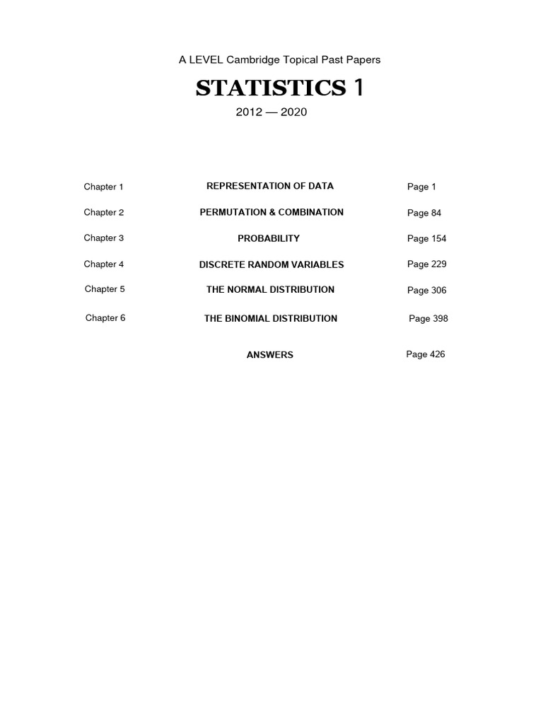 A-Level Stats 1 Past Papers 2012-20 | PDF | Probability Distribution ...