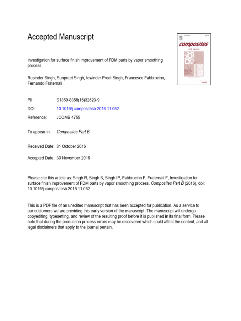 Investigation For Surface Finish Improvement of FDM Parts by Vapor ... Investigation For Surface Finish Improvement of FDM Parts by Vapor ...