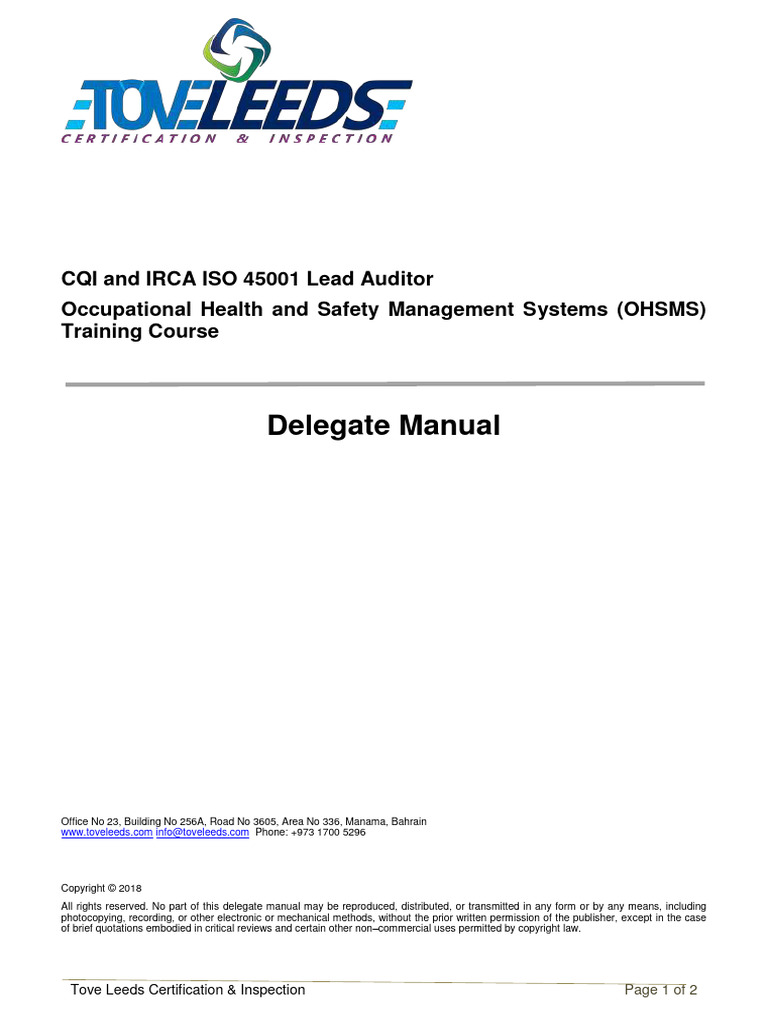 Delegate Manual 45001 | PDF