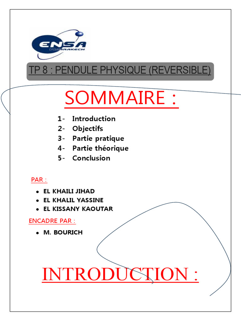 TP 8 3 (1) 2 | PDF | Pendule (physique) | Masse