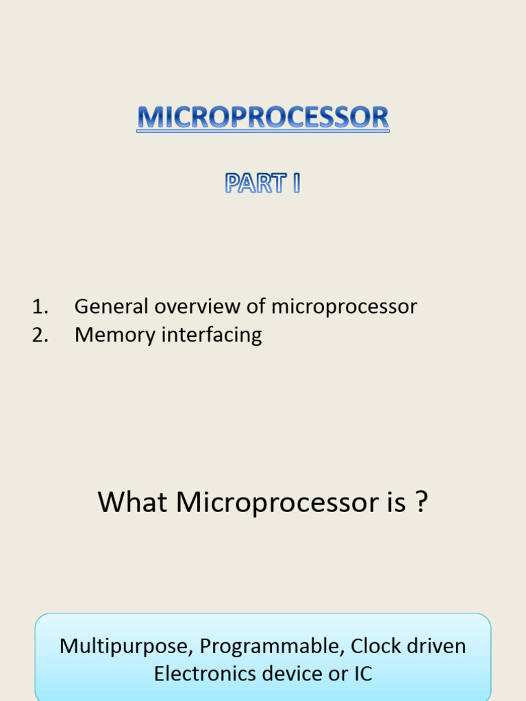 1. Microprocessor Introduction | PDF | Central Processing Unit | Computer Memory