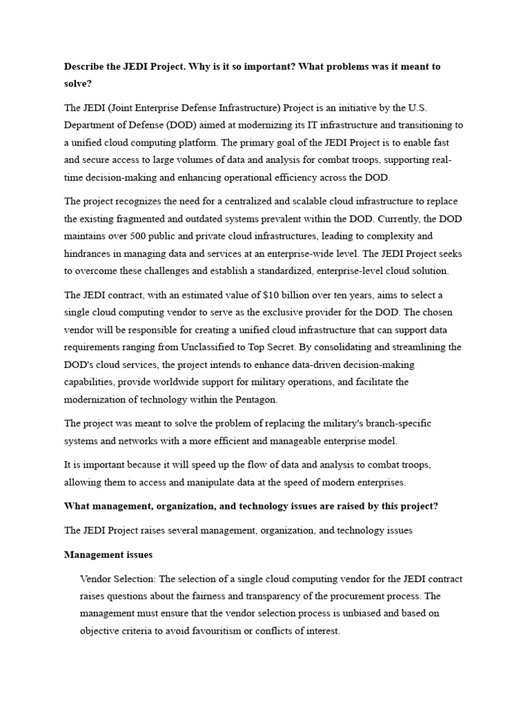 JEDI Project Casestudy | PDF | Cloud Computing | Computer Security