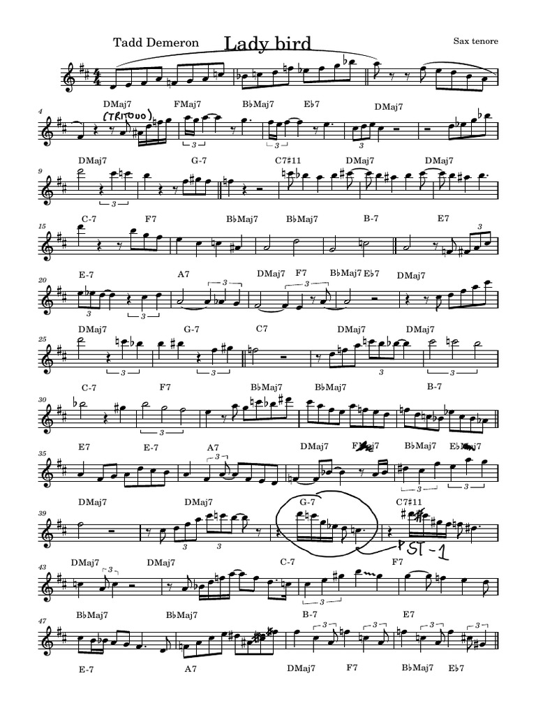 Lady Bird Tenor Sax Solo BB | PDF
