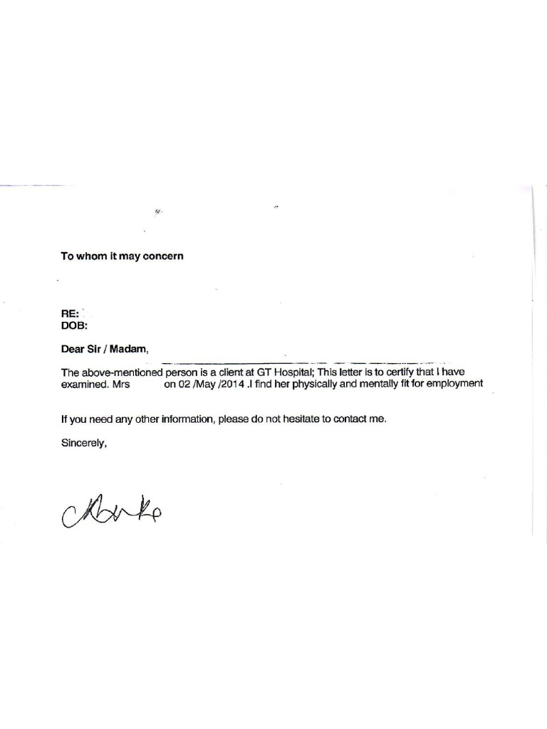 Sample (Medical Letter) | PDF