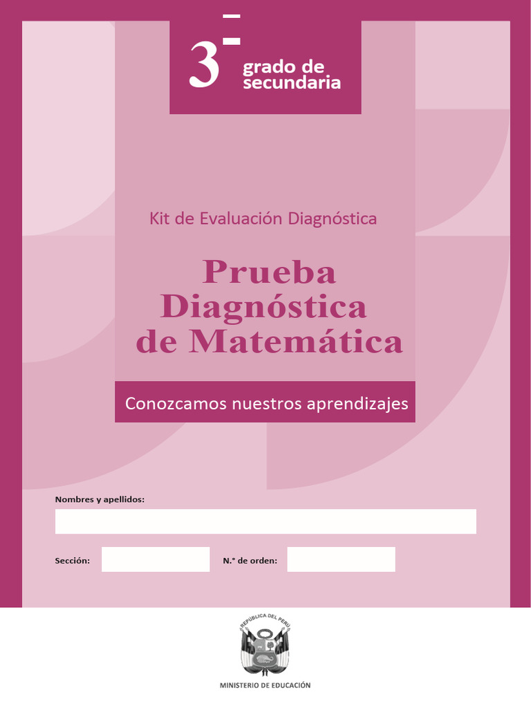 Prueba Diagnóstica de Matemáticas 3° Secundaria | PDF