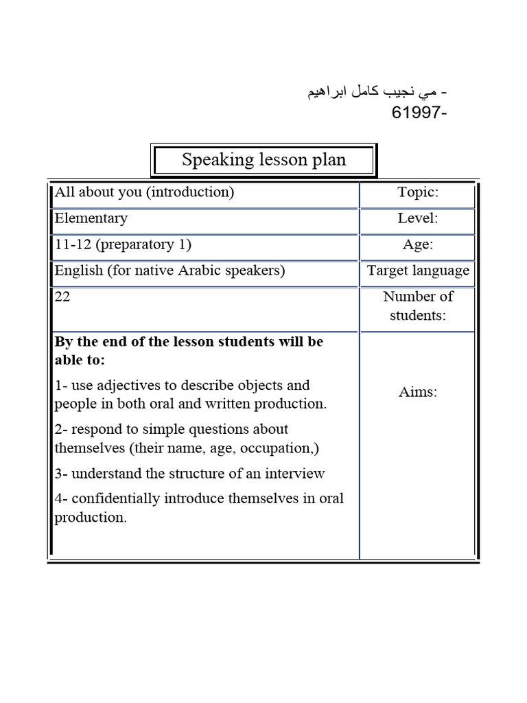 Speaking Lesson Plan | PDF | Cognition | Learning