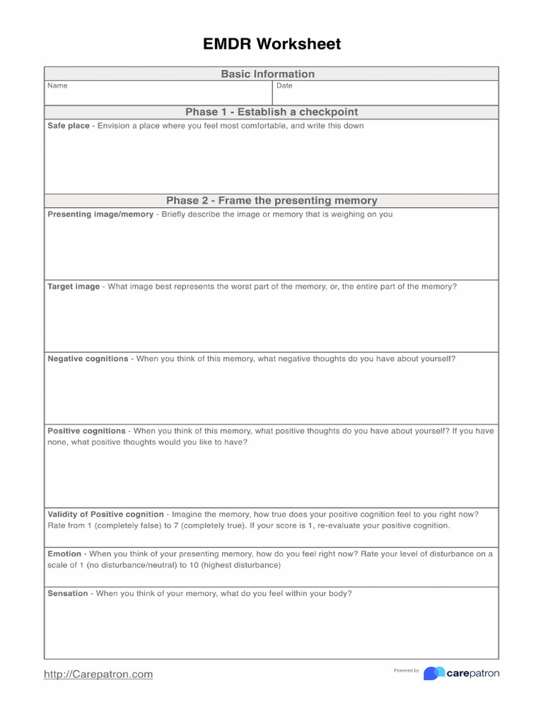 63cf8785b481df27eea5aeeb - EMDR Worksheet - 2 | PDF