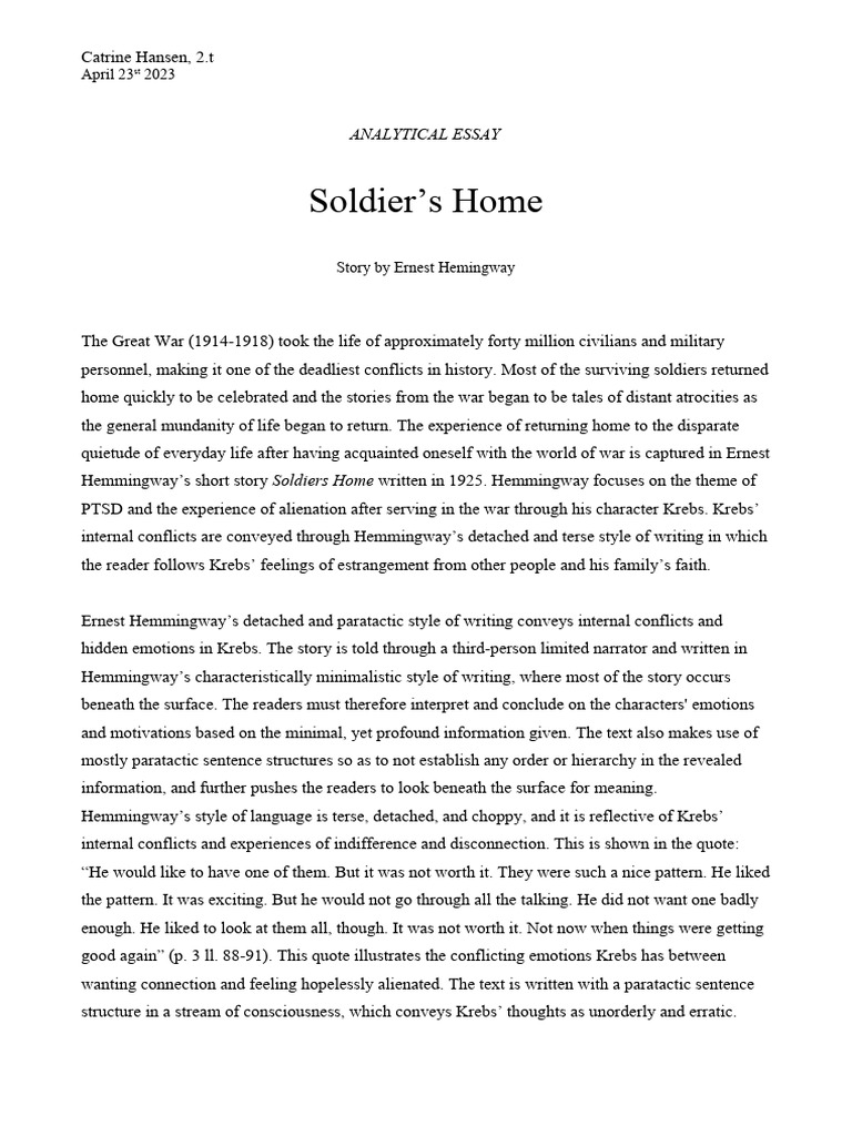 Soldiers Home Analysis | PDF