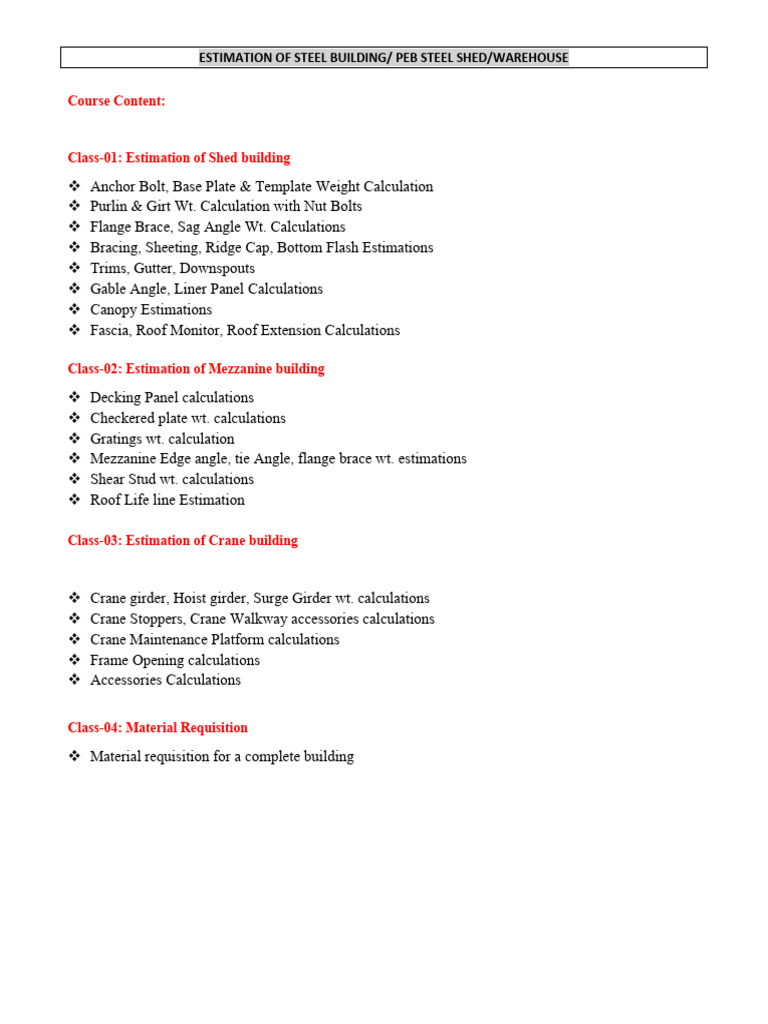 Estimation of Steel Building | PDF