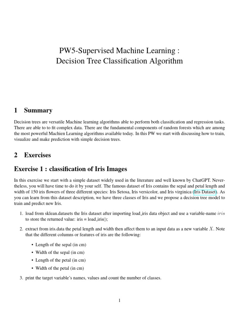 PW5 DecisionTree-SupervisedLearning | PDF