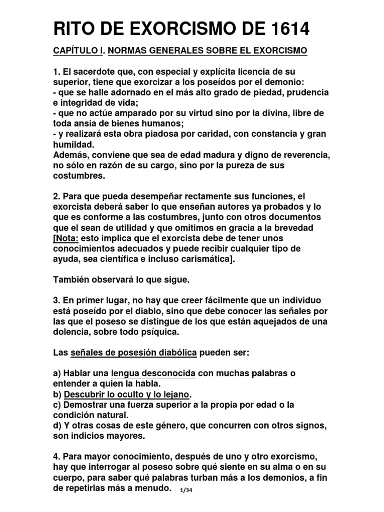 Rito de Exorcismo de 1614: Normas y Prácticas | PDF