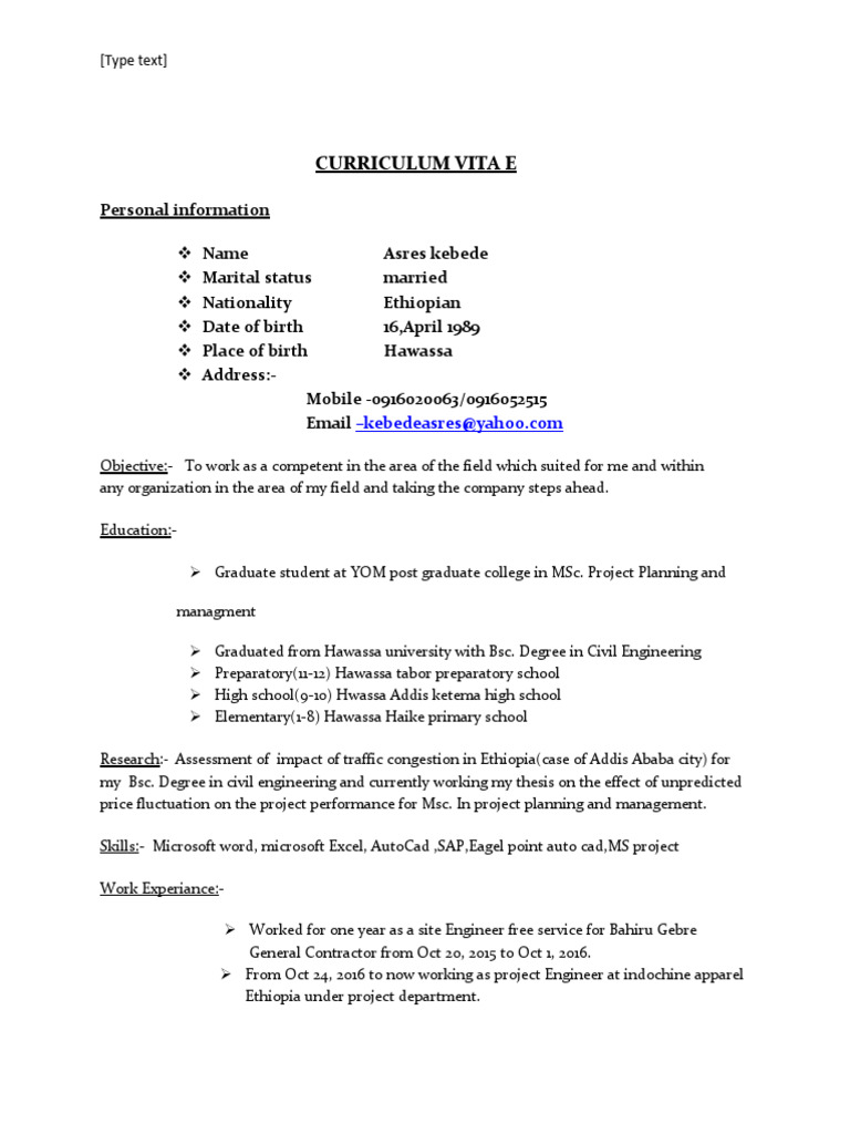 Updated CV Asres - Ipdc | PDF