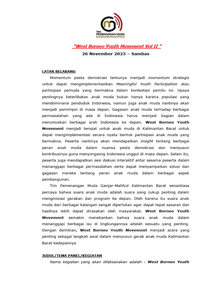 TOR Event & Project TPM | PDF | Karier & Perkembangan | Politik