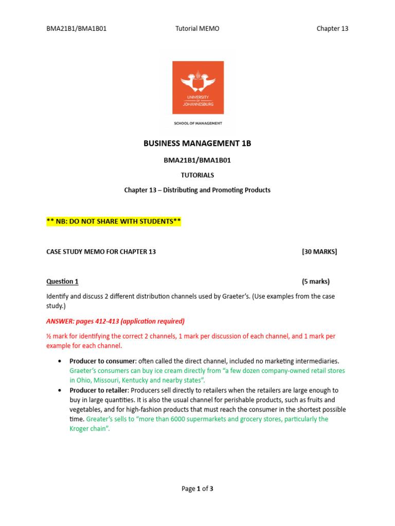 Chapter 13 Tutorial MEMO | PDF