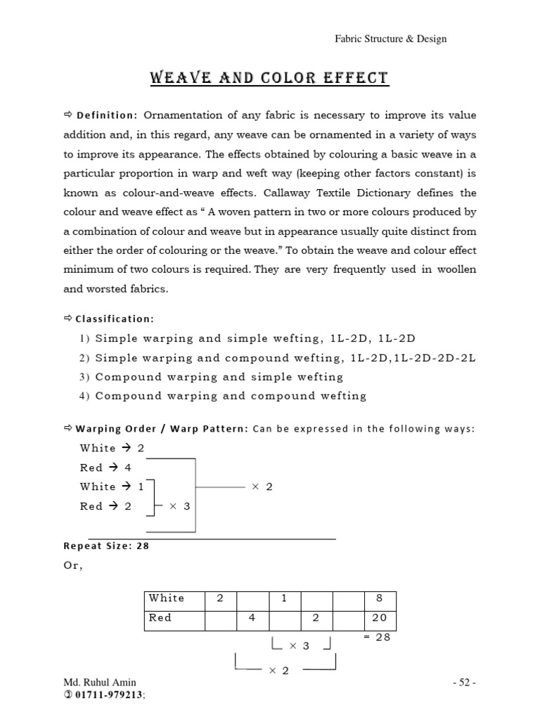 Weave and Colour Effect | PDF | Weaving | Textiles
