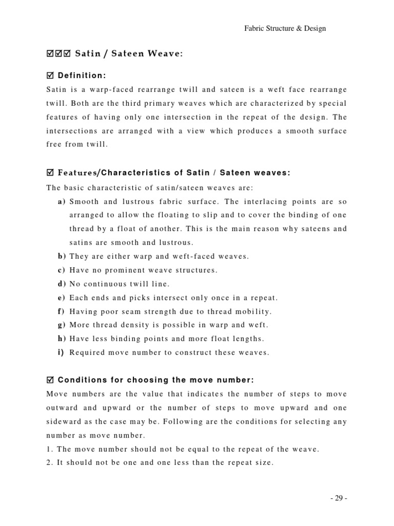 Satin To Extra Warp | PDF