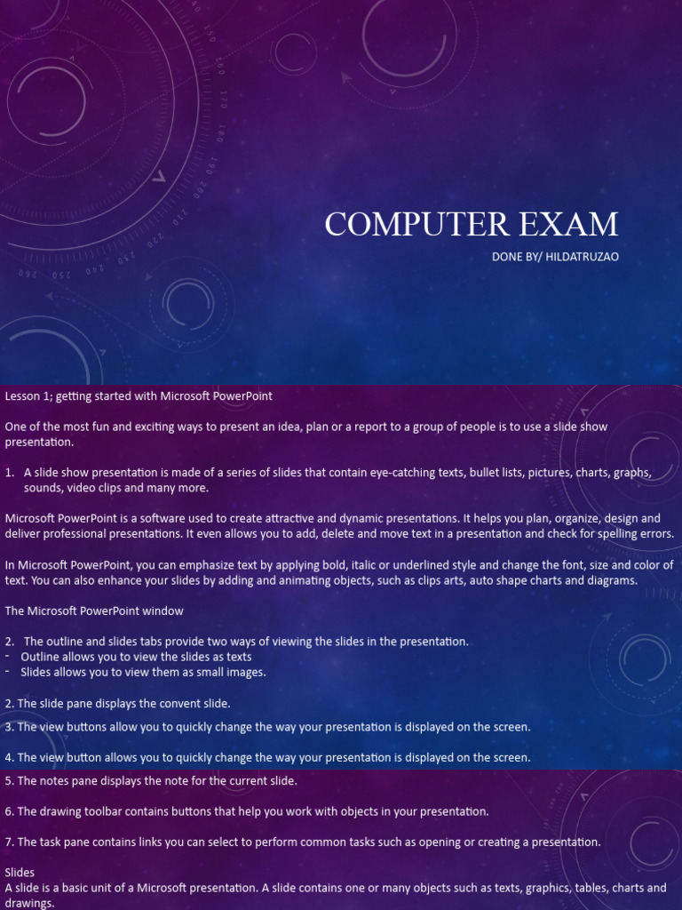 Computer Exam 2023 | PDF | Microsoft Power Point | Button (Computing)