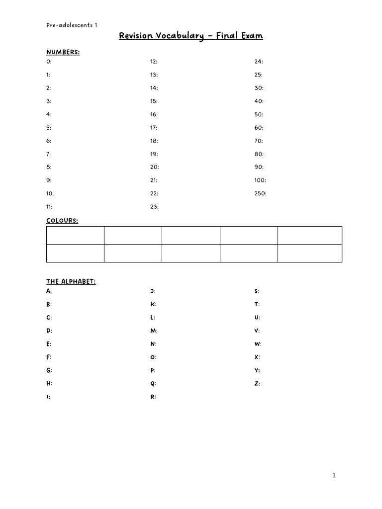 Revision Vocabulary - Final Exam - PA 1 (2023) | PDF | Grammar | Syntax