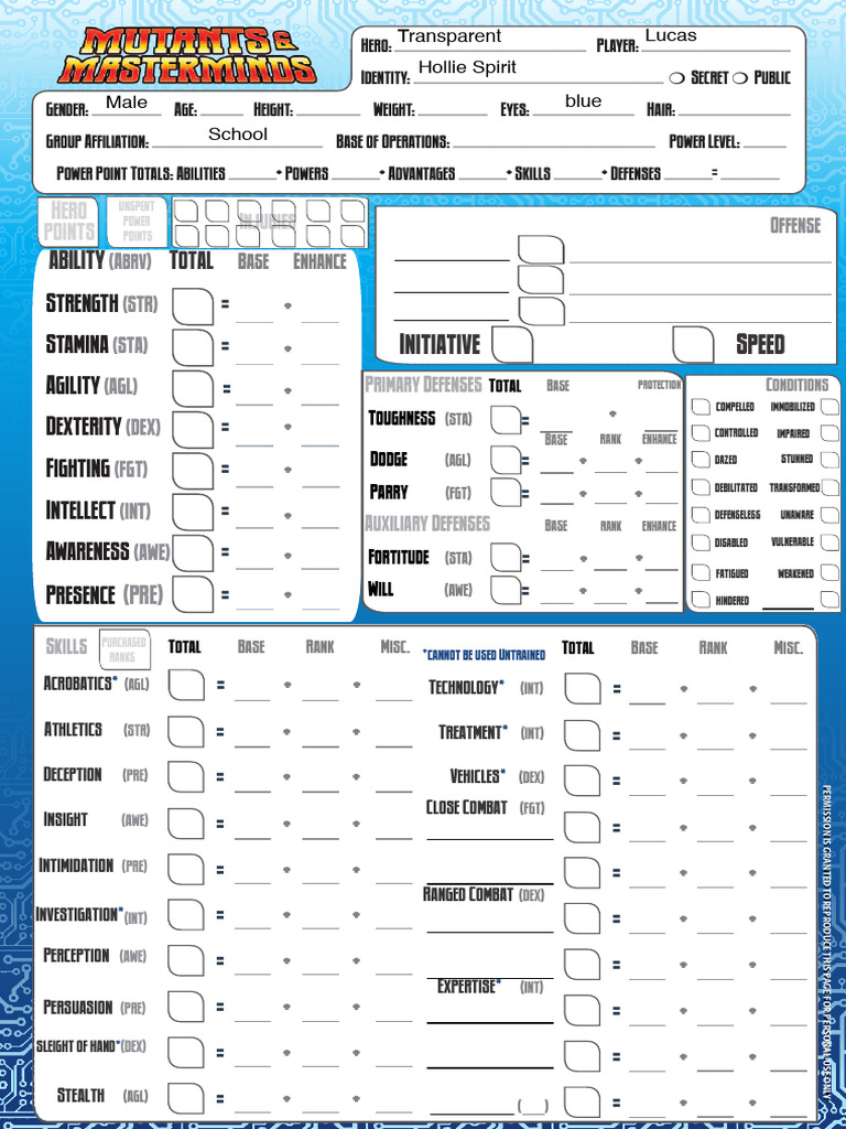 (M&M 3rd) Firesage's Fillable Character Sheet | PDF