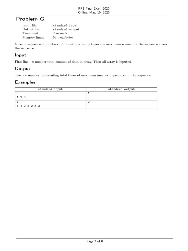 Pp1 Final Exam Contest Sample | PDF