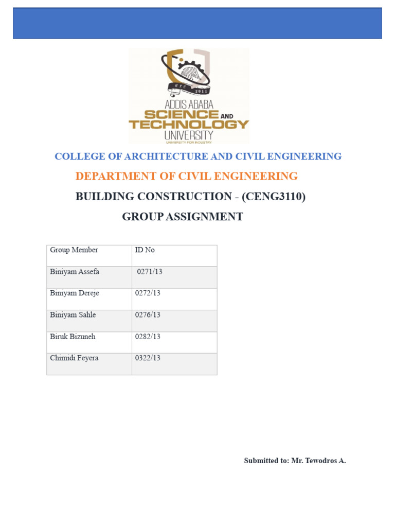 Building Construction ASSIGNMENT | PDF