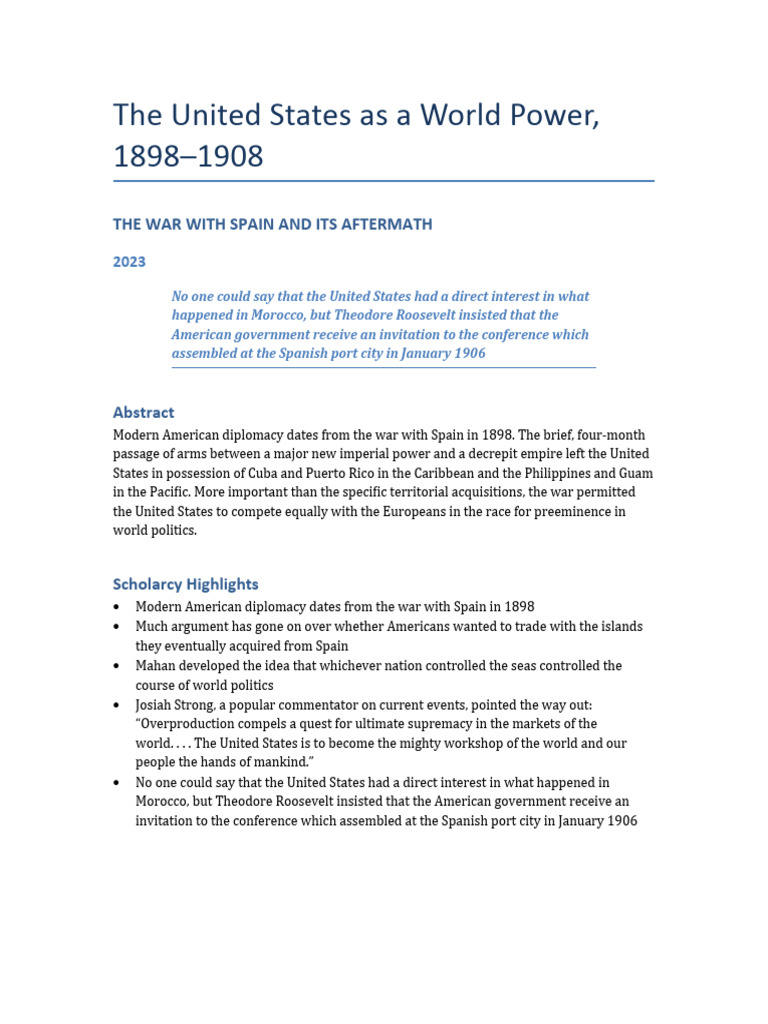 2 The United States As A World Power 1898 1908 | PDF | Politics | History