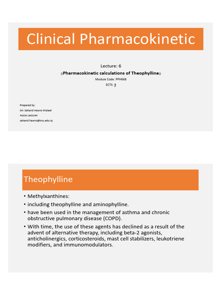 Theophylline Pharmacokinetics Overview | PDF | Wellness