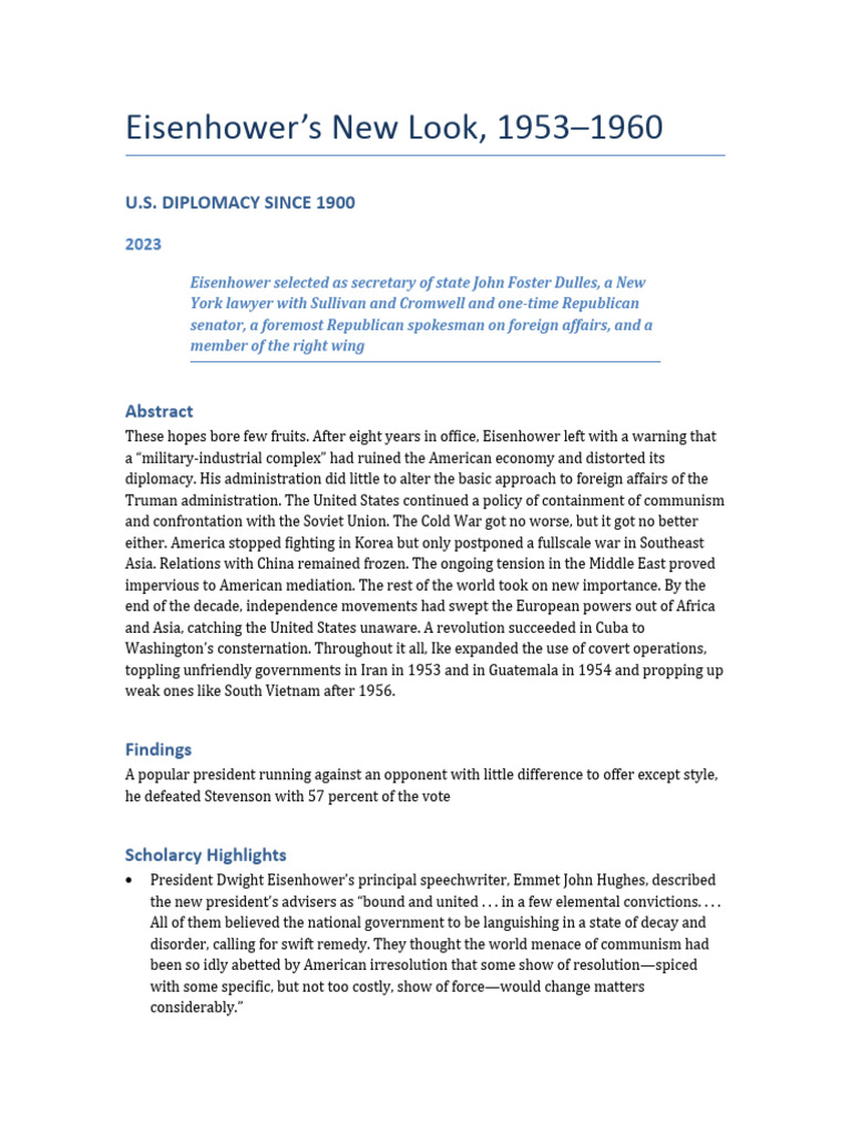11-Eisenhower S New Look 1953 1960 | PDF | Social Science
