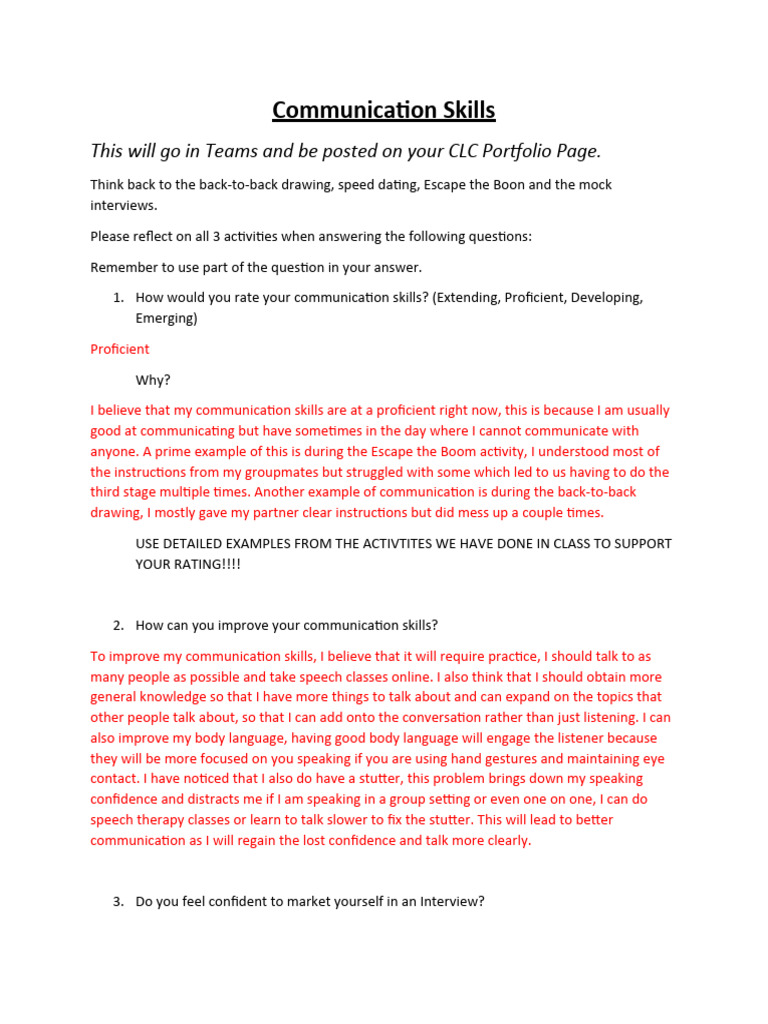 Communication Skills Assignment My | PDF