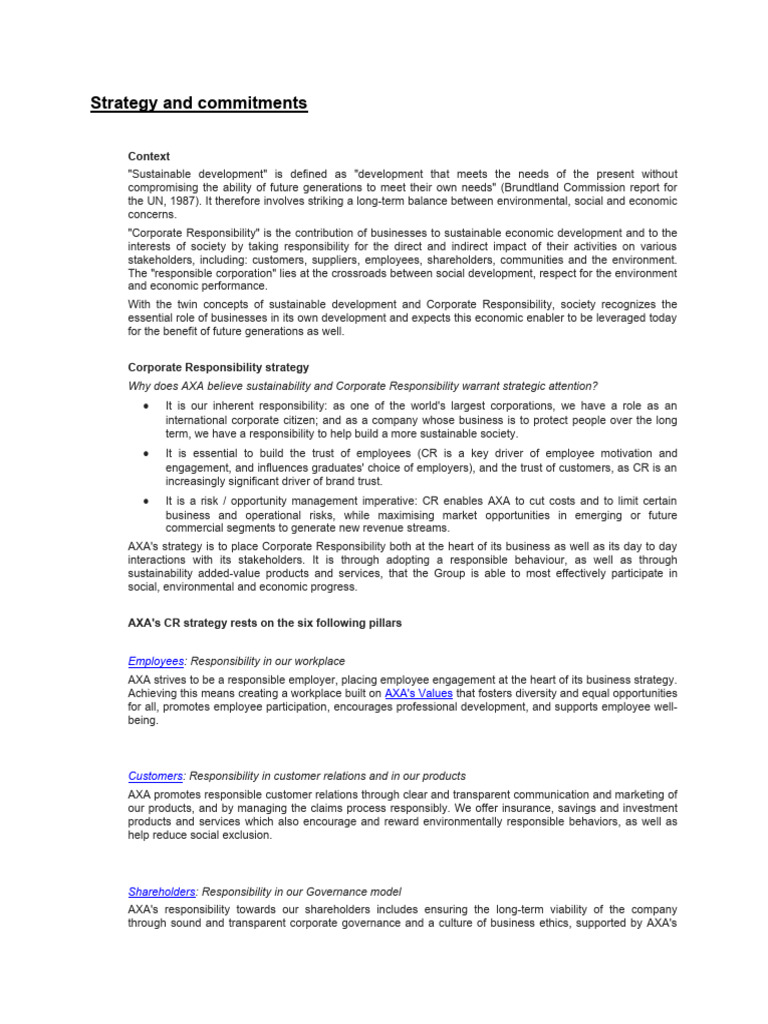 Strategy and Commitments | PDF