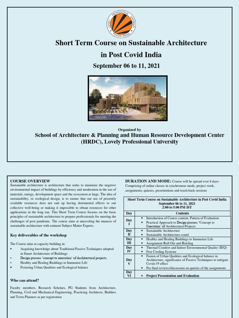1 Brochure STC ON Sustainable Architecture in Post Covid | PDF ...