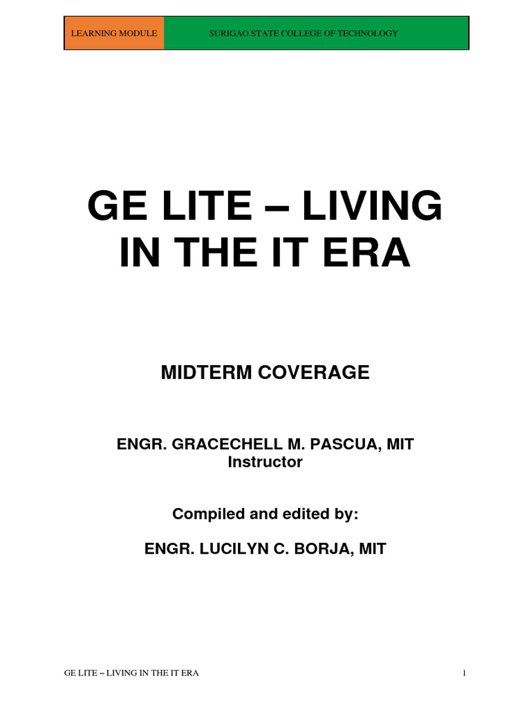 Ge Lite Midterm and Final Module | PDF | World Wide Web | Internet & Web
