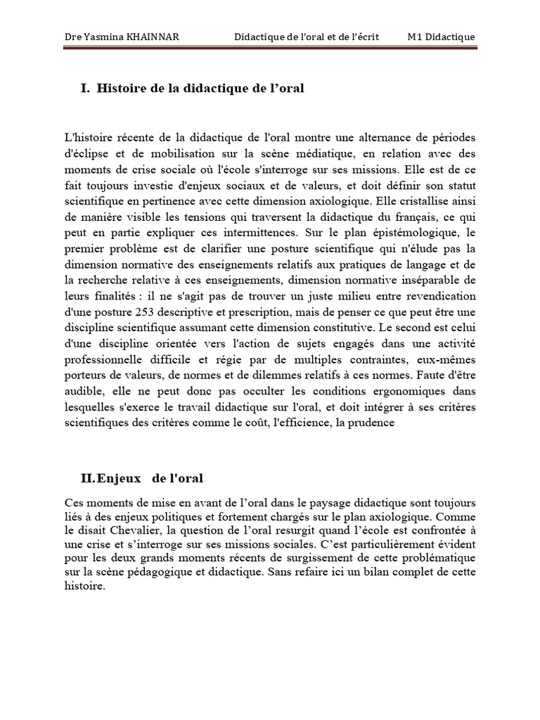 Didactique de l'oral et enjeux sociaux | PDF | Sémantique | Apprentissage