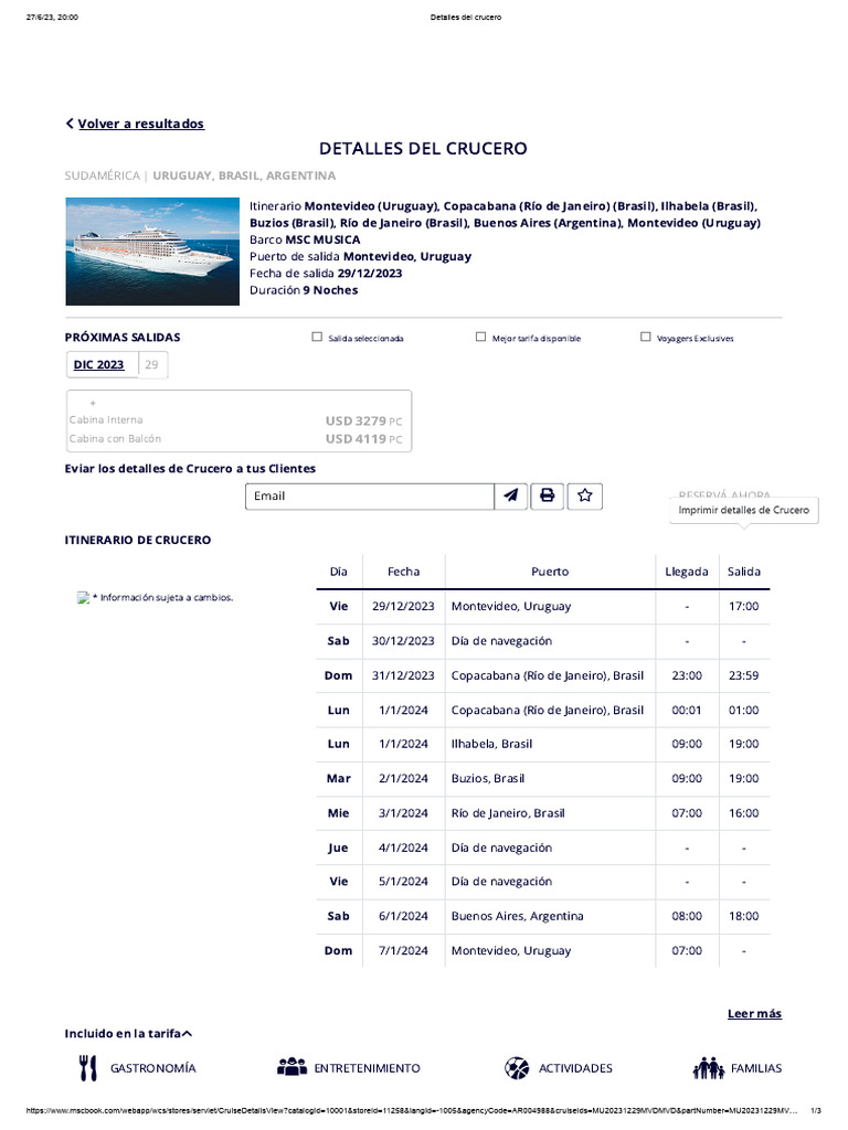 Detalles Del Crucero | PDF