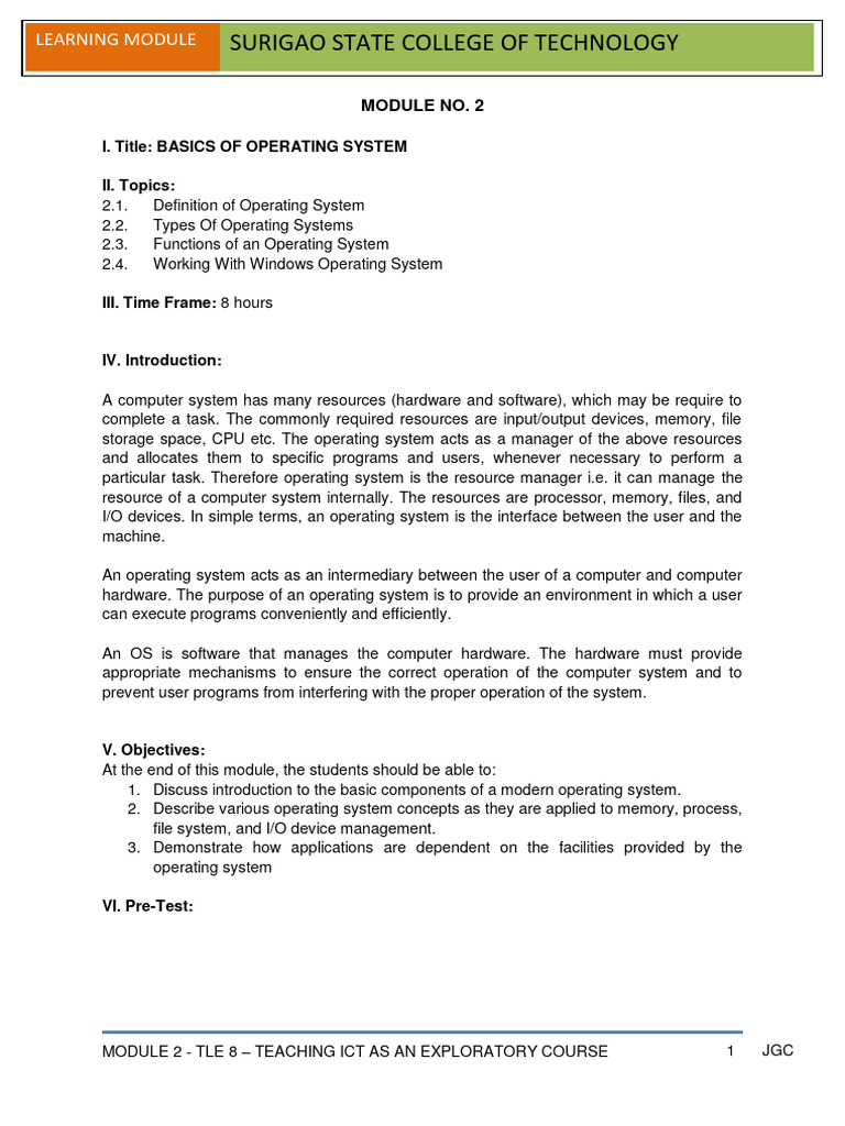 Basics of Operating Systems Module | PDF | Operating System | Process ...