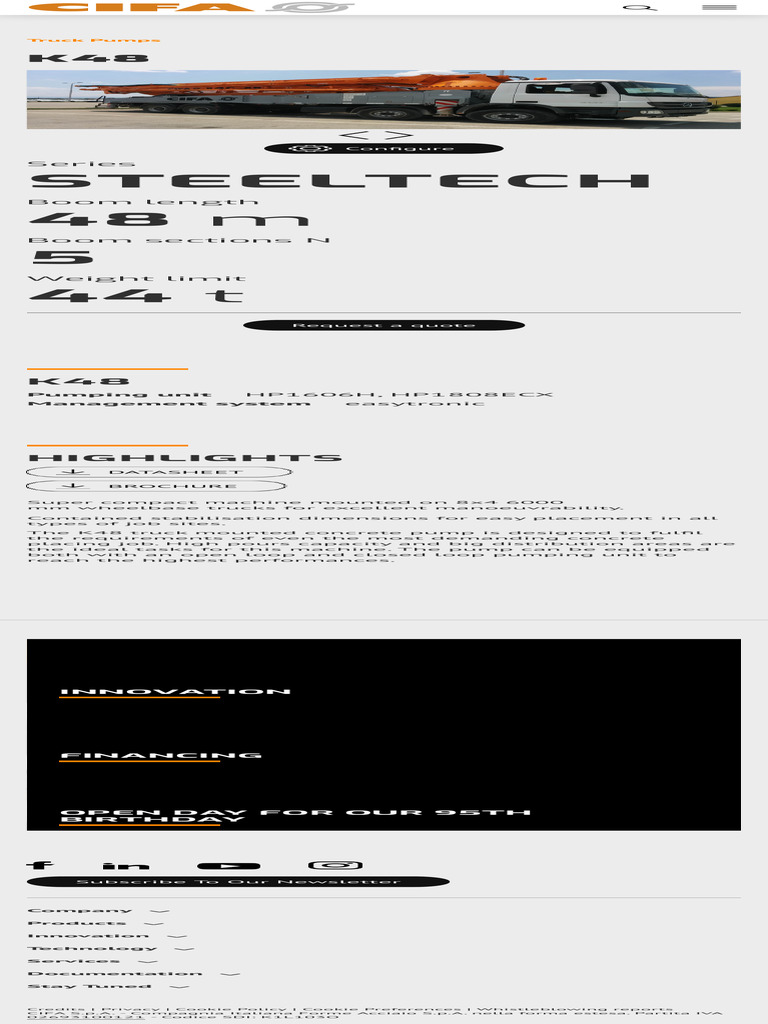 48 Meter Concrete Pump Truck K48 CIFA | PDF