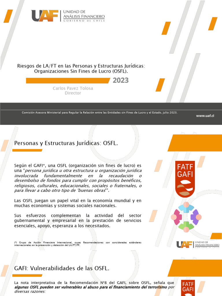 Presentación UAF Comisión Asesora | PDF | Organización sin ánimo de ...