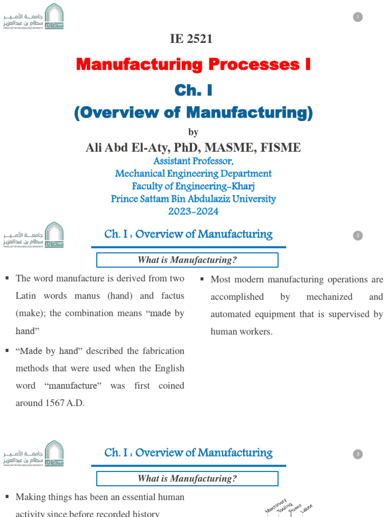 Overview of Manufacturing Processes | PDF | Engineering | Factory