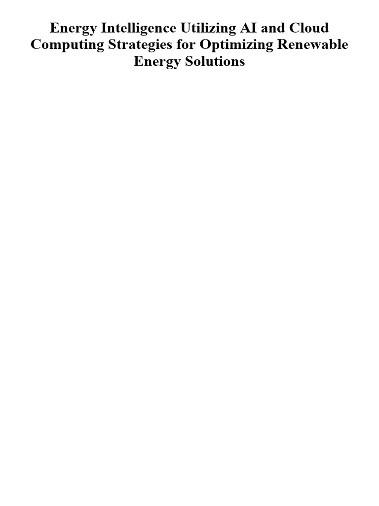 AI & Cloud in Renewable Energy Optimization | PDF | Smart Grid ...