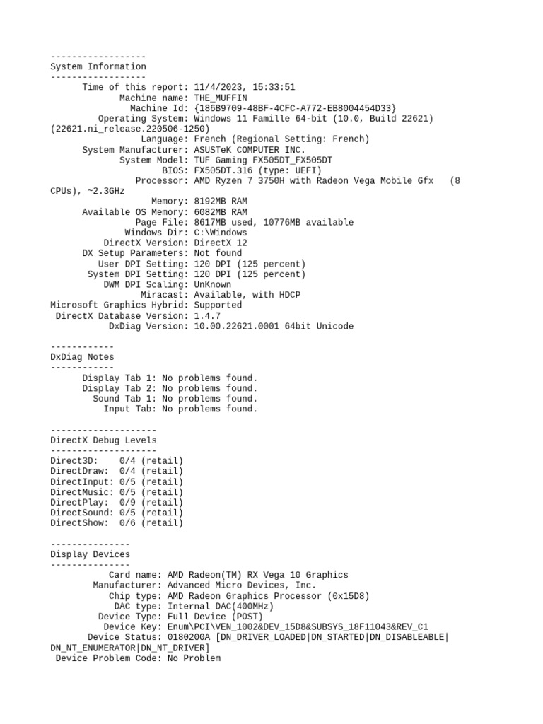 DX Diag | PDF | Device Driver | Graphics Processing Unit