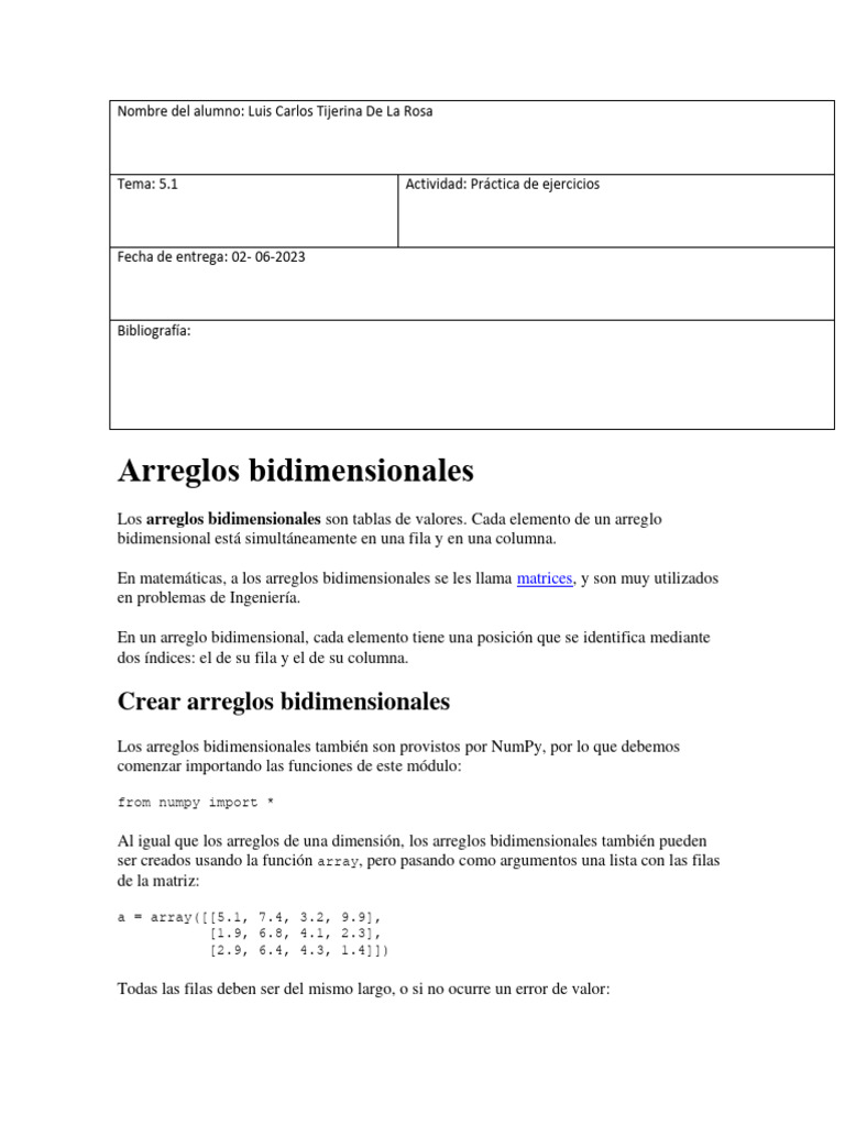 Act. - 3 Práctica de Ejercicios TRLC | Descargar gratis PDF | Matriz (Matemáticas) | Gestión de ...