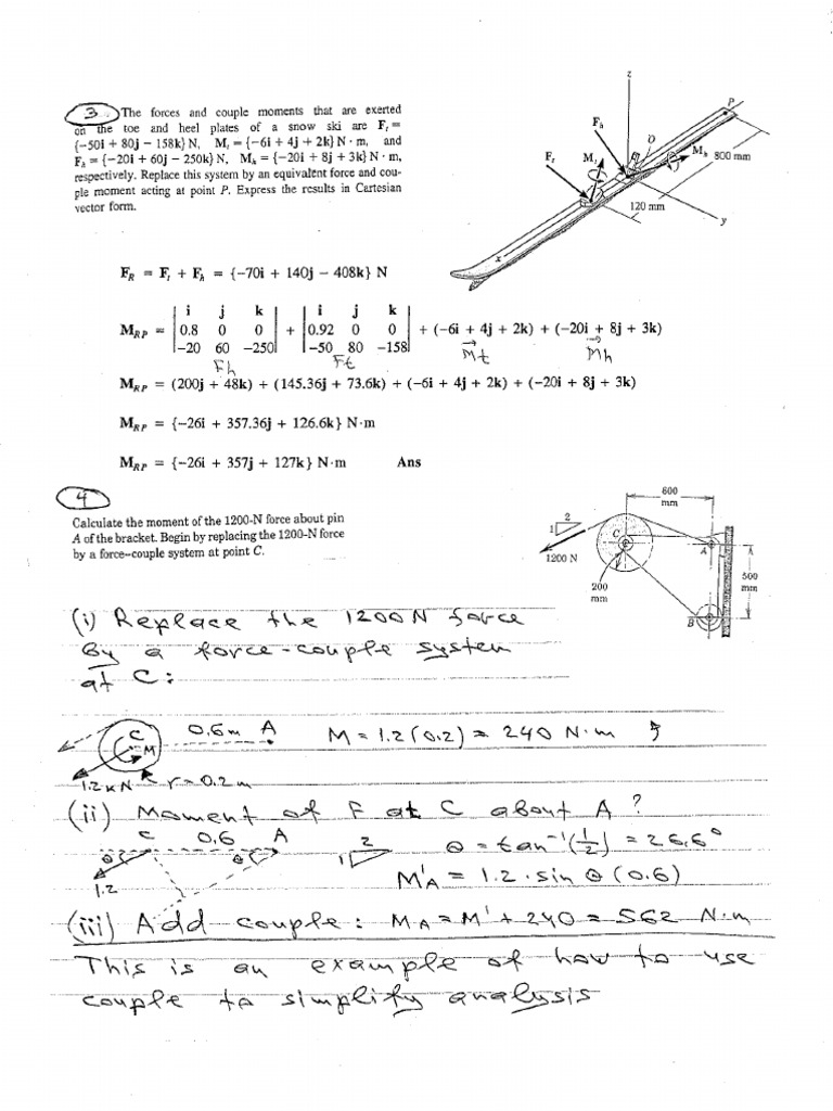 Equivalent Systems of Forces Problem Solutions | PDF