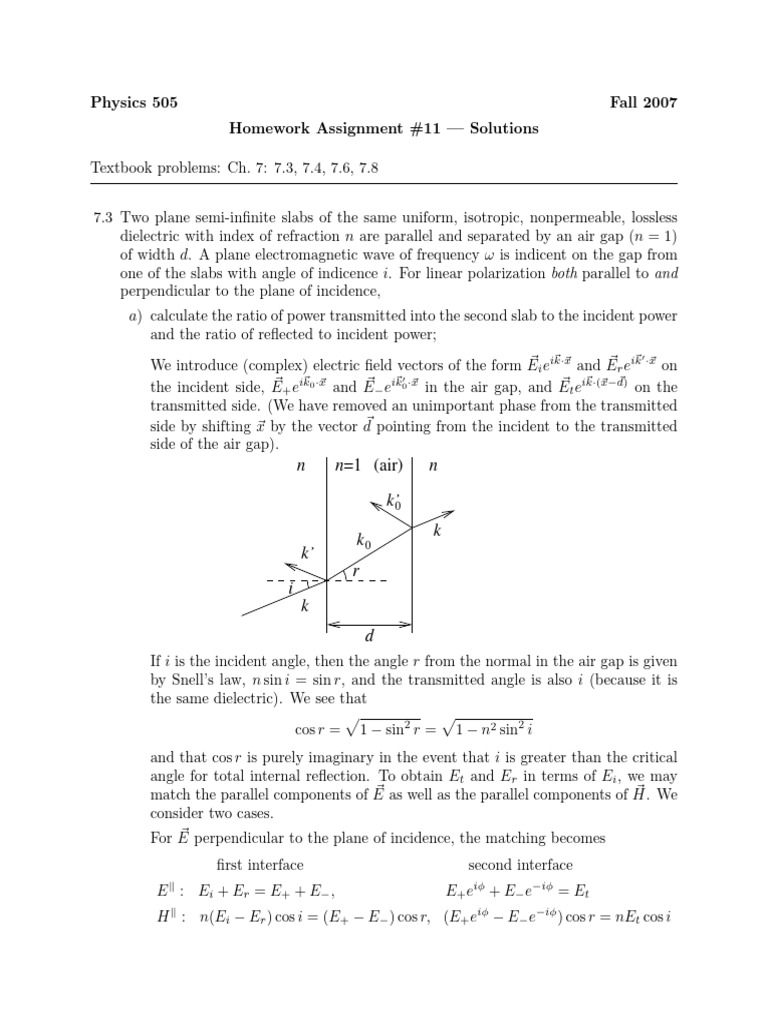 Advanced Electromagnetic Theory | PDF | Waves | Refractive Index