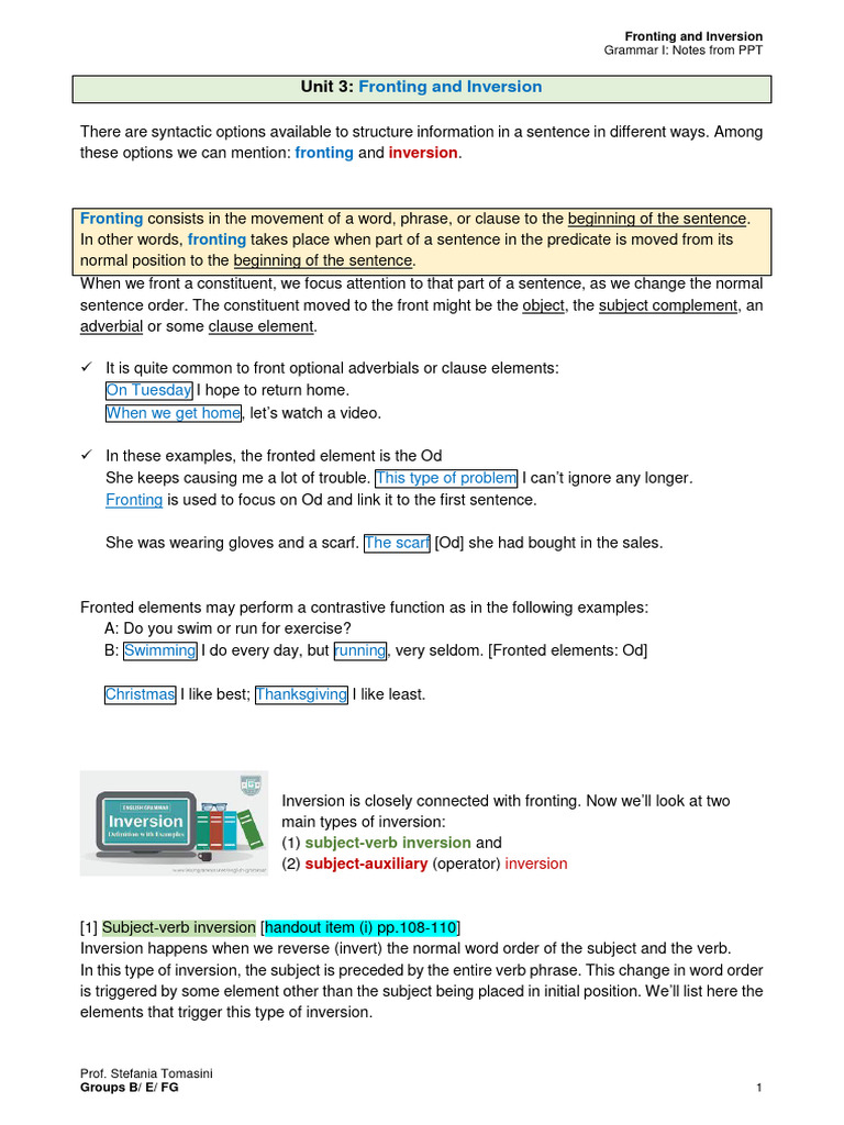 B1 Inversion-Notes PPT -UNC | PDF