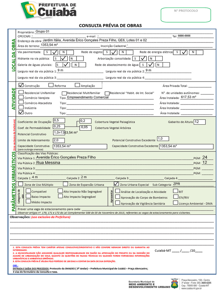 FORMULÁRIO CONSULTA PREVIA | PDF