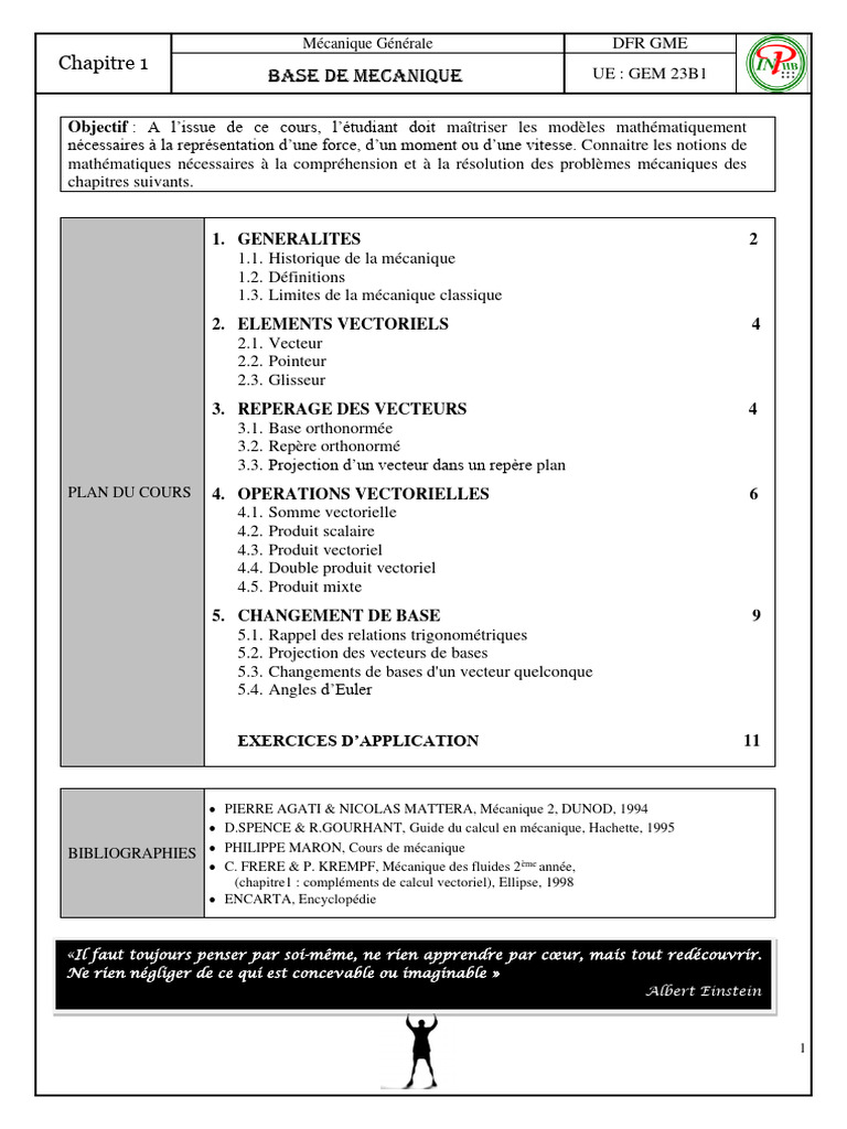 Chap1 Base de Mecanique | PDF | Obliger | Masse