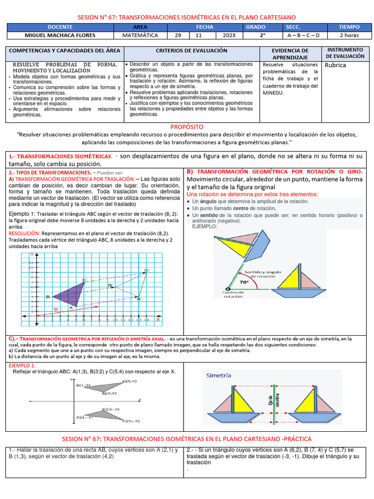 Sesion #67 - 2° - Transformaciones Isométricas | PDF | Rotación | Geometría