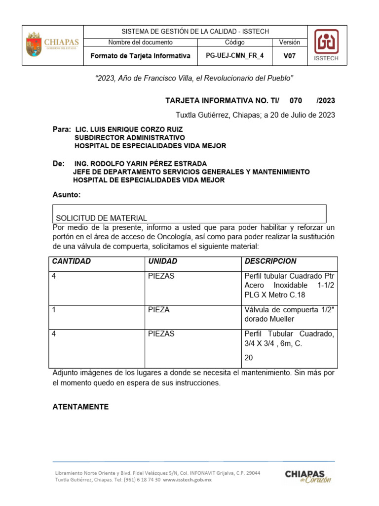 FR - 4 Formato de Tarjeta Informativa 070 | PDF
