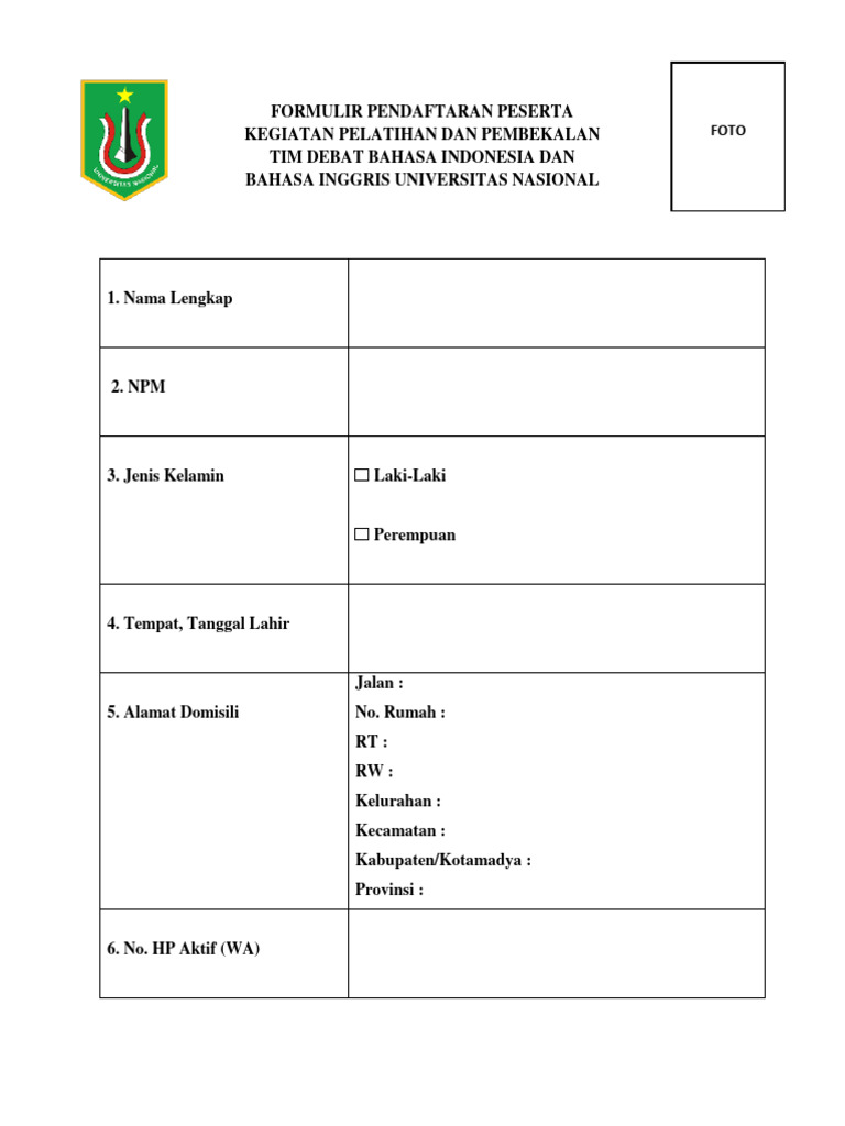 Formulir Pendaftaran Peserta Mentoring Debat Tahun 2023 | PDF | Kajian Bahasa Asing | Komputer